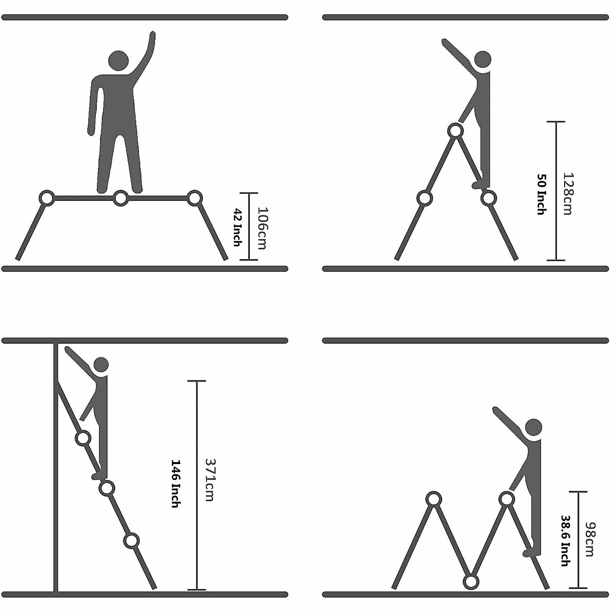 ERGOMASTER Extension Ladder 7 in 1 Aluminum Folding Step Ladders Adjustable Telescoping Multi Position Ladder for Home Stairs Roof Warehouse 330lbs（12.2 Feet）