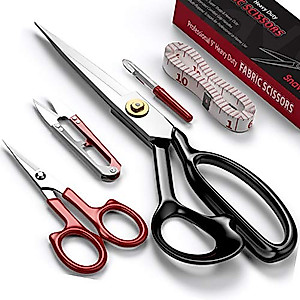 Fabric Scissors Tailor Sewing Shears - 9 Inch Heady Duty Scissors for Fabric Cutting Professional Ultra Sharp Cloth Tailor Scissors Multipurpose Utility Dressmaker Leather Titanium Scissors (9Inch)