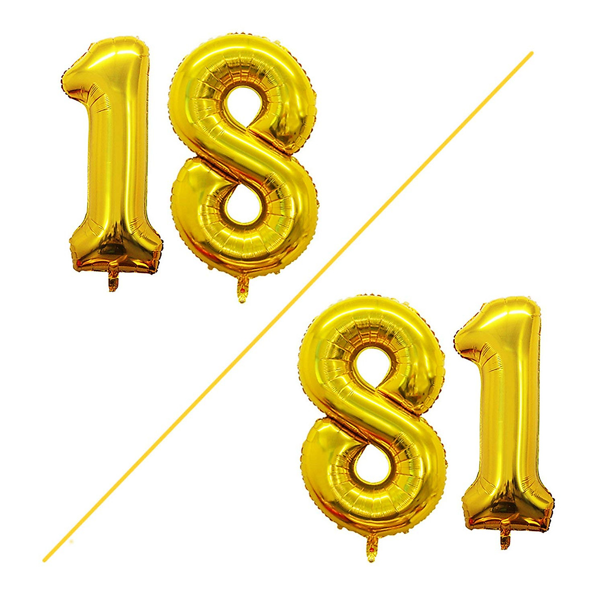 GOER 42 Inch Gold Number 18 81 Balloon,Jumbo Foil Helium Balloons for 18th 81st Birthday Party Decorations and Anniversary Event