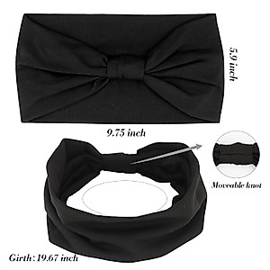 Wecoe 6 Pack Black Wide Elastic Fashion African Headbands for Women's Wigs, Head Wraps, Sports, Running, Workout, Yoga, Halloween Hair Accessories