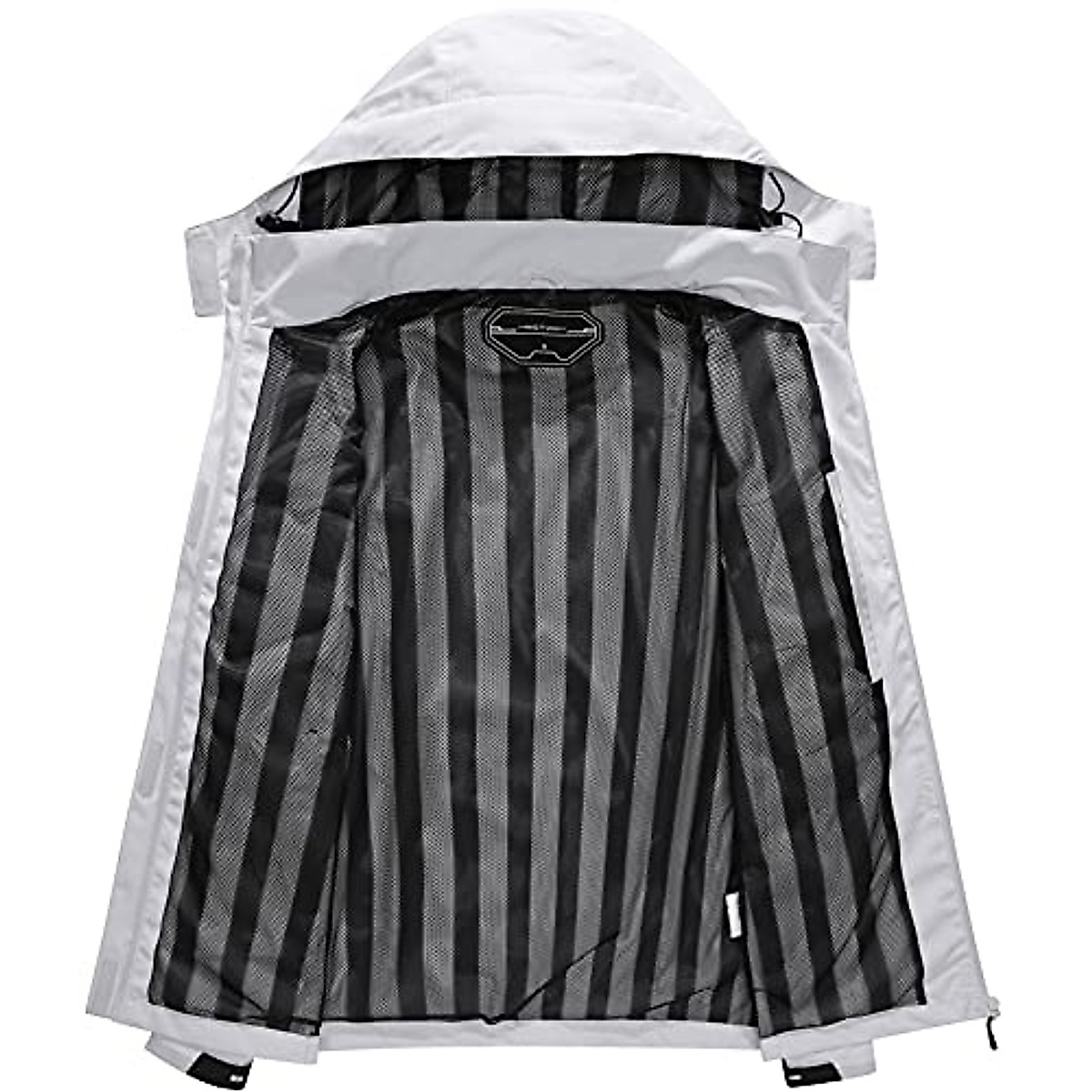 OTU Women's Waterproof Rain Jacket Lightweight Hooded Raincoat for Hiking Travel Outdoor Light Gray L