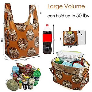 BeeGreen 6 Packs Animals Reusable Grocery Bags Reusable Shopping Bags For Groceries Foldable Washable Nylon X-Large Grocery Tote Bags For Women Men Christmas