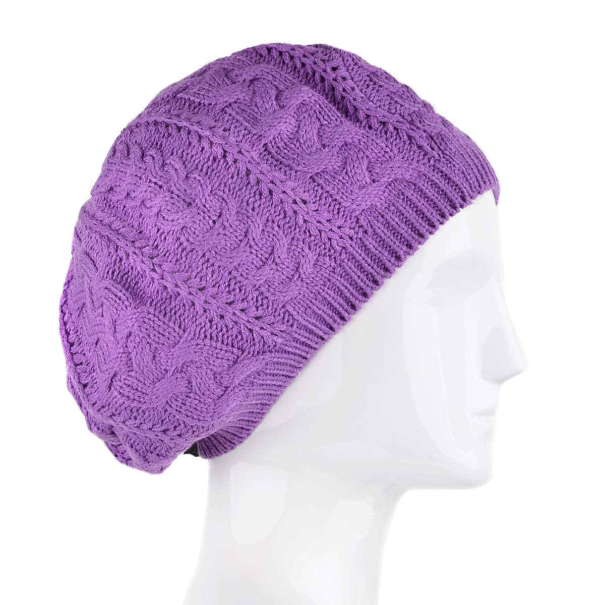 Nollia Soft Knit Solid Color Beanie, Chic, and Lightweight Crochet Knitted Style Beanie Hat for Women, One Size Slouchy Hat Lavender