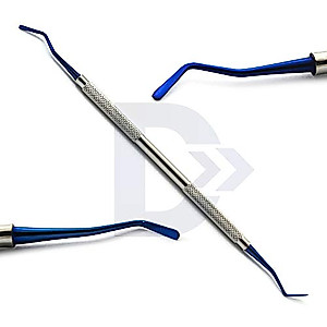 Set Of 3 Titanium Blue Tips Dental Flat Plastic Filling Instrument Amalgam Composite Restorative Tools 2mm-2.5mm-3mm Placing Spatula
