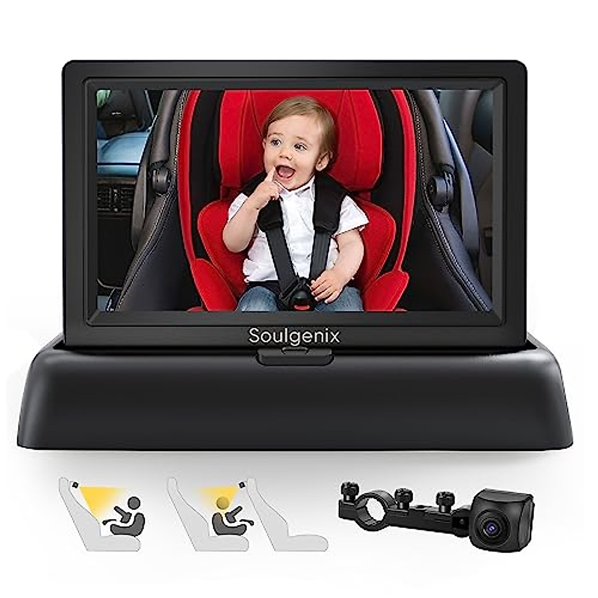 Soulgenix Baby Car Camera, Night Vision Function, 4.3" HD Wide Baby Car Monitor for Backseat, Car Camera for Baby Easily Observed, AHD Adjustable Camera for Comprehensive Baby Monitoring During Travel
