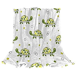 Soft and Warm Throw Blanket for Couch,Green Watercolor Turtle,Fleece Blanket Decorative Blankets Bed Blanket