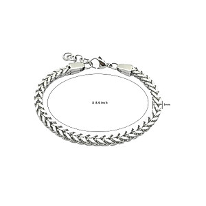 Stainless Steel Polished 8-8.6 inch Heavy Wheat Bracelet Silver 316L Stainless Steel Chain 5*5mm Bracelet