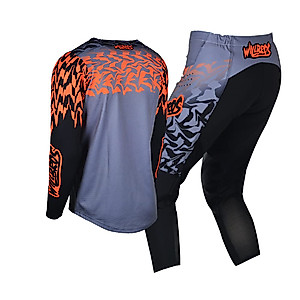 Willbros Youth Jersey Pant Combo Kids MX Motocross Gear Set Racewear Off-Road MTB ATV Motorcycle Boys Girls Black Orange YM