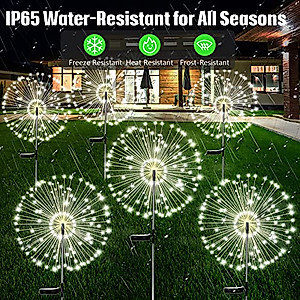 BBTO 12 Pack Solar Firework Lights Solar Outdoor Lights 120 LED Waterproof Solar Fireworks Lamps Decoration Lights for Garden Outdoor Patio Walkway Pathway Lawn Backyard Landscape, Warm White