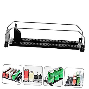 DOITOOL Beverage Organizer Glide Refrigerator Organizer Freezer Organizer Drink Manager Plastic Automatic Black Vending Machine Plastic Organizer Drink Sliding Organizer