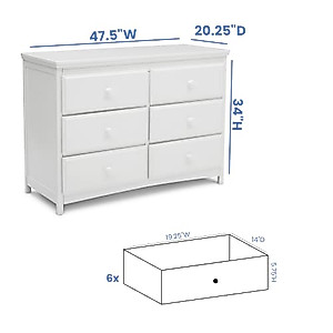 Delta Children Emerson 6 Drawer Dresser, Greenguard Gold Certified, Bianca White