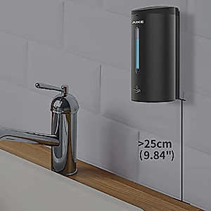 AIKE AK1255 Wall Mounted Touchless Automatic Foam Soap Dispenser Stainless Steel 24 fl.oz. Black