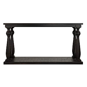 Signature Design by Ashley Mallacar Rustic Cottage Rectangular Sofa Table with Floor Shelf, Black