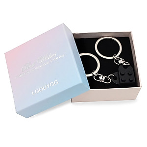 LGOUYGG Matching Brick Keychain for Couples, Cute Heart Shape Keychains Set, Sweet Gifts for Girlfriend Boyfriend Friendship (Black)