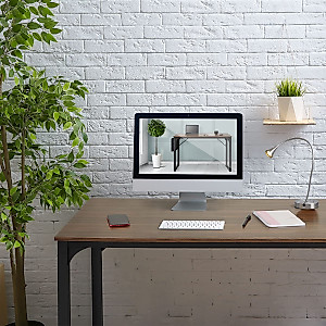 LIFEFAIR Computer Desk 47" Study Writing Desk, Modern Simple Style Laptop Table for Home and Office with Storage Bag, Black