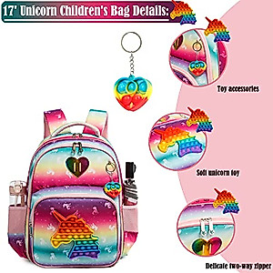Egchescebo Girls Unicorn Toy backpack School Bookbag for Girls Kids Bling School Elementary Backpacks 17" 3PCS Toddler Backpack with Lunch Box Girls Bookbag Unicorn Bags for Girls Pink