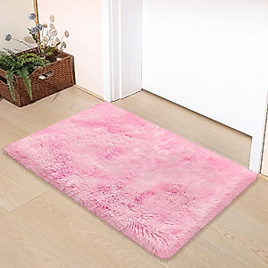 TENNOLA Small Bedside Pink Area Rug 2x3 ft Rug for Bedroom Shaggy Throw Rugs for Dorm Rug, Soft Shag Carpet for Kids Room, Plush Comfy Fluffy Bedside Rug for Home Decor Aesthetic