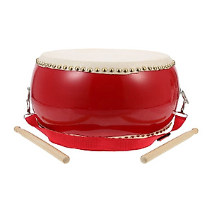 ERINGOGO 9 inch Chinese Drum, Kids Hand Drum Wooden Drum with Carry Strap and Drum Sticks, Traditional Chinese Percussion Instrument for Lion Dance, Rhythm