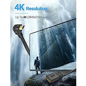 URWOOW HDMI Extension Cable High Speed 90-Degree Angle HDMI Male to Female Extension Wire Cord HDMI Extender - Gold Plated Plugs ( 1FT )