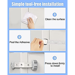 Fridge Locks,Refrigerator Door Lock,Child Proof Safety Cabinet Lock with Strong 3M Adhesives,Fridge Locks for Kids,Adjustable Strap Multi-Purpose for Cabinet,Drawers,Freezer,Oven (2 Count (Pack of 1))