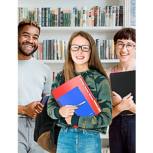 SUNEE 5 Subject Notebook College Ruled - 240 Pages, 6.2"x8.5", 5 Pocket Colored Dividers, 3-Hole Punched Paper, Black