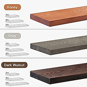 Axeman Floating Shelves, Long Wall Shelves 48 Inch, Rustic Wooden Shelves for Wall, Floating Wall Shelves for Living Room Bedroom Office Honey