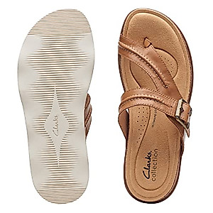 Clarks Brynn Madi Flat Sandal, Light Tan Leather, 9 Medium