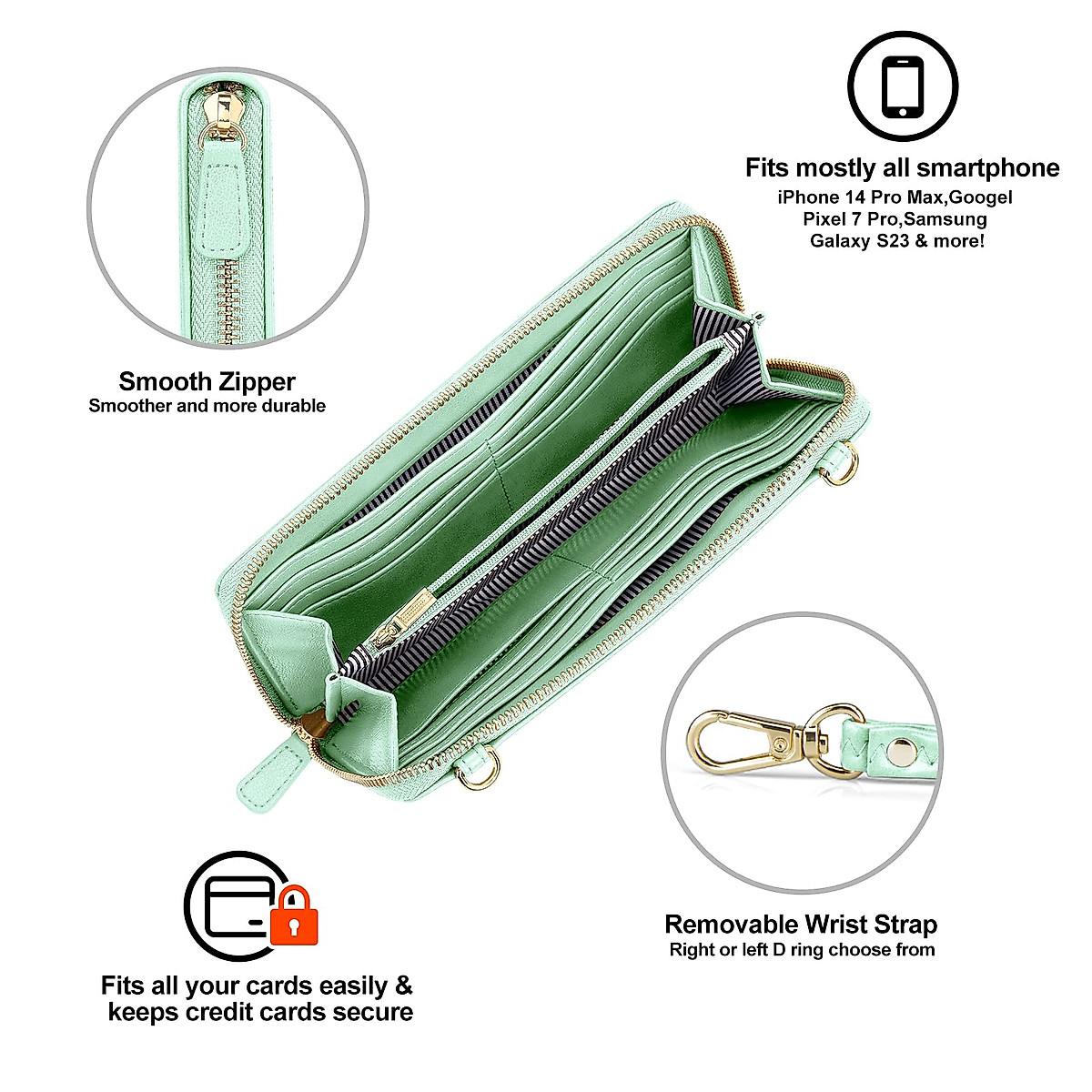 nuoku Wallet for Women Credit Card Holder Cell Phone Purse Sofa PU Leather Wallet with RFID Blocking Clutch Wristlet