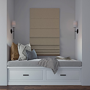 Sun Zero Preble Textured Total Blackout Cordless Roman Shade, 35" x 64", Beige