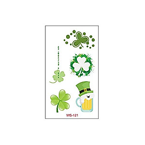 St. Patrick's Day Tattoos 120 pcs Temporary Shamrock Tattoos 20 Set for St. Paddy's day Irish Tattoo Sticker Clover Tattoos Parade Party Favors Decorations