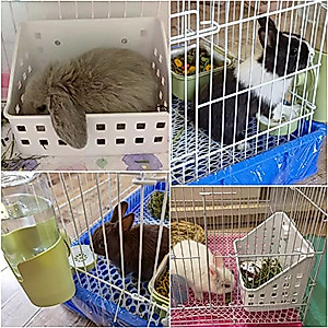 BNOSDM Rabbit Hay Feeder Rack Bunny Water Dispenser No Drip for Cage Guinea Pig Feeding Set with 600ml Hanging Water Bottle and Hay Holder for Rabbits Bunnies Small Animals Chinchillas Hedgehogs