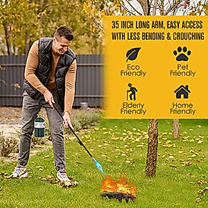 Houseables Weed Torches, Propane Burner Torch, Flame Weeder Cane, 20,000 BTU, 34 Inch, Black, Wand, Self Igniting, Weeds Killer Kit, Push Button Starter, Butane, For Outdoor Lawn Yard and Garden