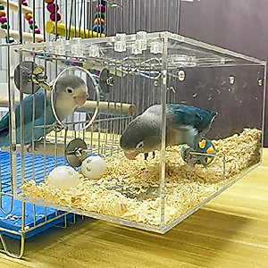 Parakeet House Box Acrylic Bird Breeding Box Transparent Parrot Mating Box Cage for Lovebirds Cockatiel Budgie