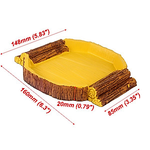 Senzeal Reptile Food Dish Terrarium Water Bowl Resin Tortoise Food Feeding Bowl for Lizard, Gecko, Bearded Dragon, Chameleon