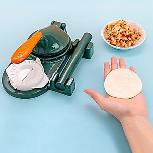 Angoily Manual Tortilla Maker Press Set with Dumpling Skin Maker Dumpling Mold Pizza Dough Pastry Presser Rotis Press Dumpling Wrapper for Home Kitchen Green, 24X7CM