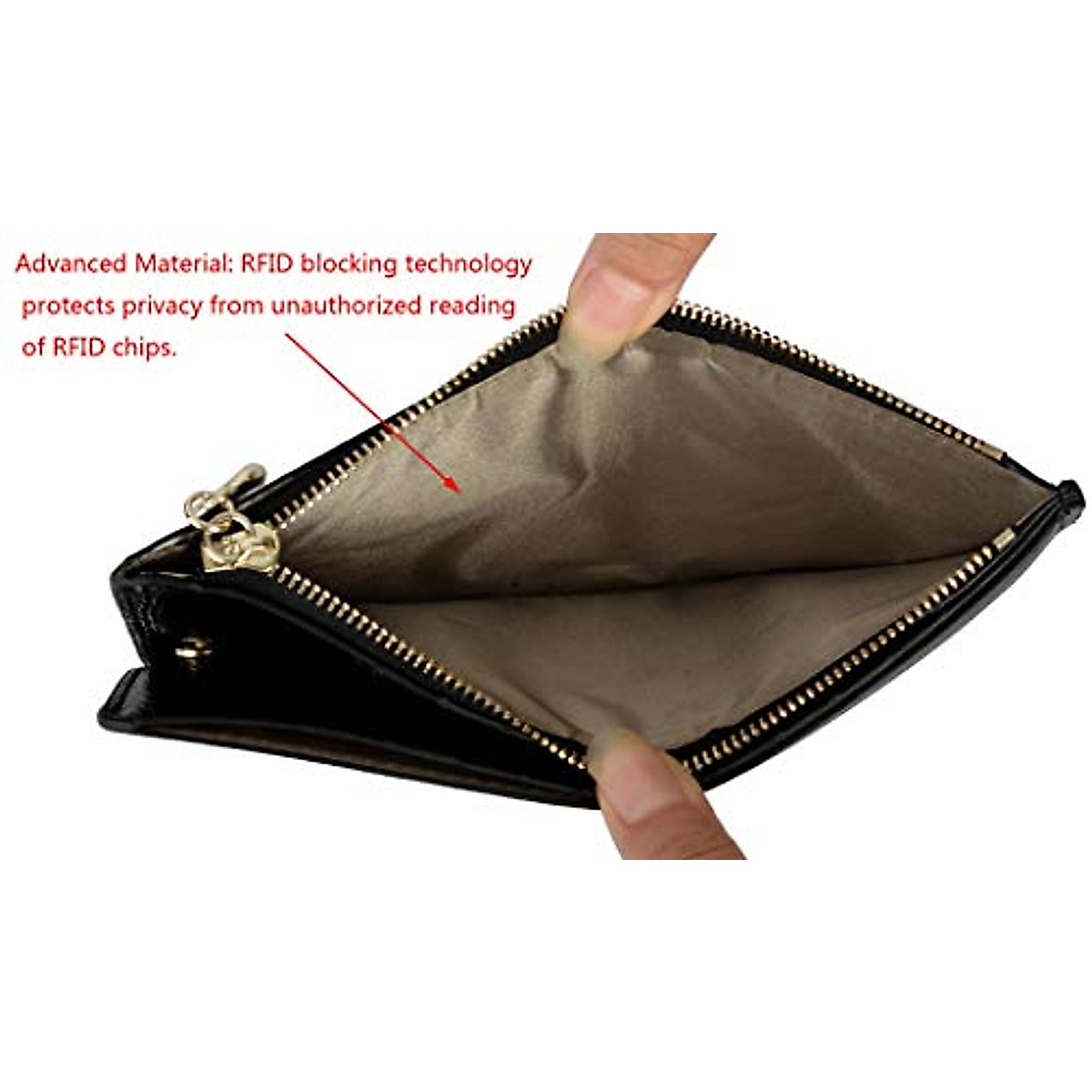 YALUXE Women's RFID Blocking Genuine Leather Multi Card Organizer Wallet with Zipper Pocket RFID Blocking Black