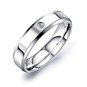 Iflytree 2Pcs His & Hers Promise Ring Stainless Steel Couples Wedding Engagement Bands Bridal Set Bridal Set (Men's Size 8 & Women's 8)