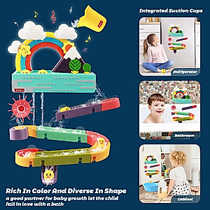 Zalmoxe Boon Building Pipes Bath Toys Assemble Set with Light and Music Baby Bath Toys Floating Duck Shower Games with Suction Cups As Birthday Festival Gifts for Bath Toys for Toddlers 1-3