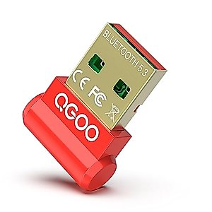 USB Bluetooth Adapter for PC - QGOO Bluetooth Dongle 5.3 EDR, Wireless Bluetooth Receiver for Desktop Computer Laptop Bluetooth Windows 8.1/10/11（red-013）