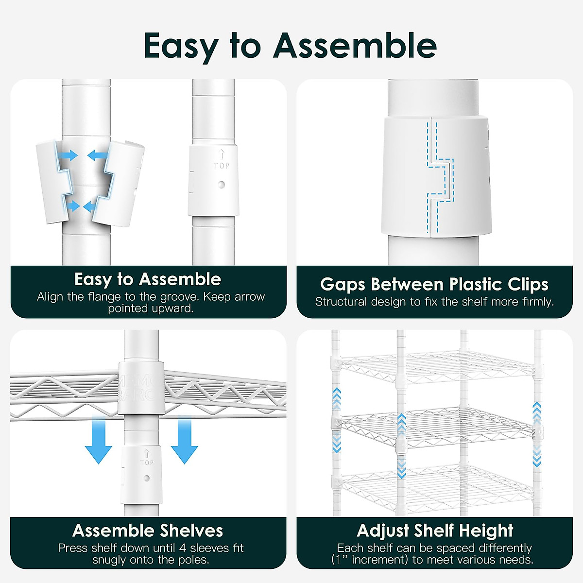 Memobarco Clothing Racks with Wheels for Hanging Clothes with Shelves, Closet Organizers and Storage Metal Heavy Duty,Rolling Wardrobe Garment-Rack Metal Wire Shelving Freestanding, White