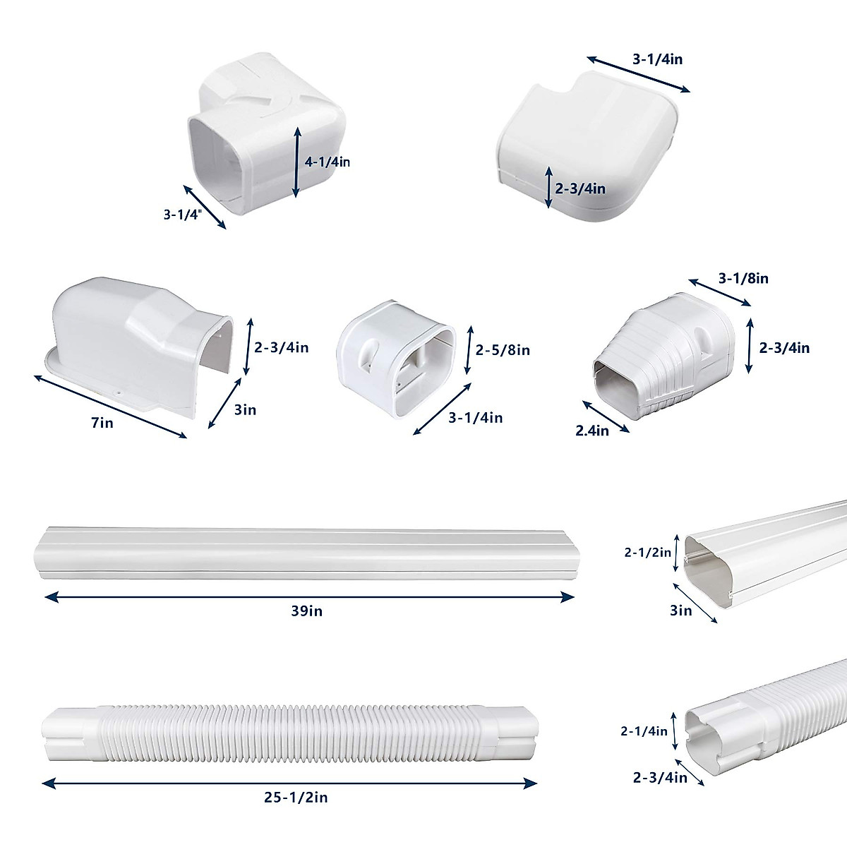 Pearwow 3" W 15Ft L Mini Split Line Set Cover Kit, Decorative PVC Tubing Cover for Ductless Mini Split AC,Heat Pumps Systems,Air Conditioner Lineset Cover,Mini Split Accessories