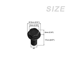 METALLIXITY Flanged Hex Head Bolts (M7x17mm) 12pcs, Left Hand Hexagon Bolt Reverse Thread Screw - for House Construction Machine Fasteners