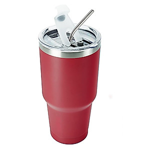 30oz Tumbler, Stainless Steel Vacuum Insulated Coffee Tumbler Cup, Double Wall Powder Coated Travel Mug, (Red)