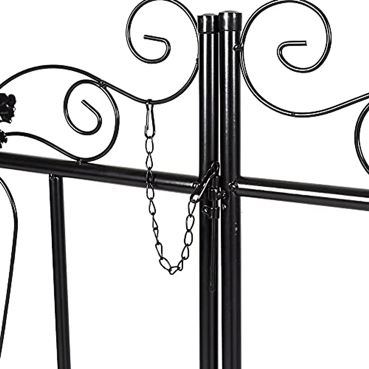 Outdoor Metal Garden Arbor Decorative Steel Garden Trellis Arch Stand with Gate, 8'H x 3.6'W, Black