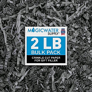 MagicWater Supply Crinkle Cut Paper Shred Filler (2 LB) for Gift Wrapping & Basket Filling - Slate Gray