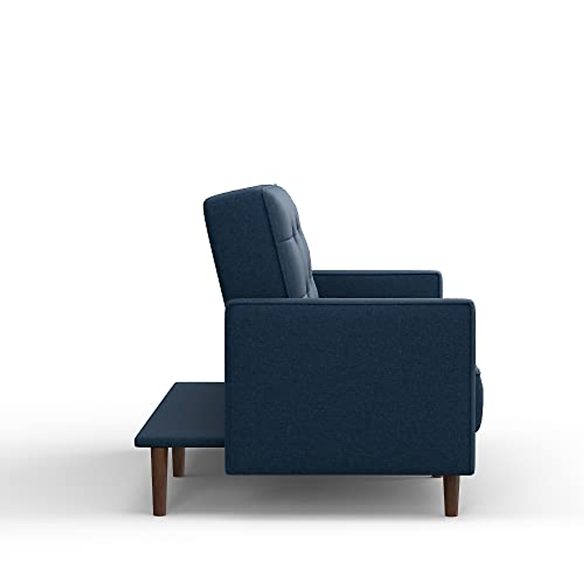 Glenwillow Home 81.5" Mies Square Arm Sleeper Sofa with 8-Button Tufting in MCM Vintage Design in Blue