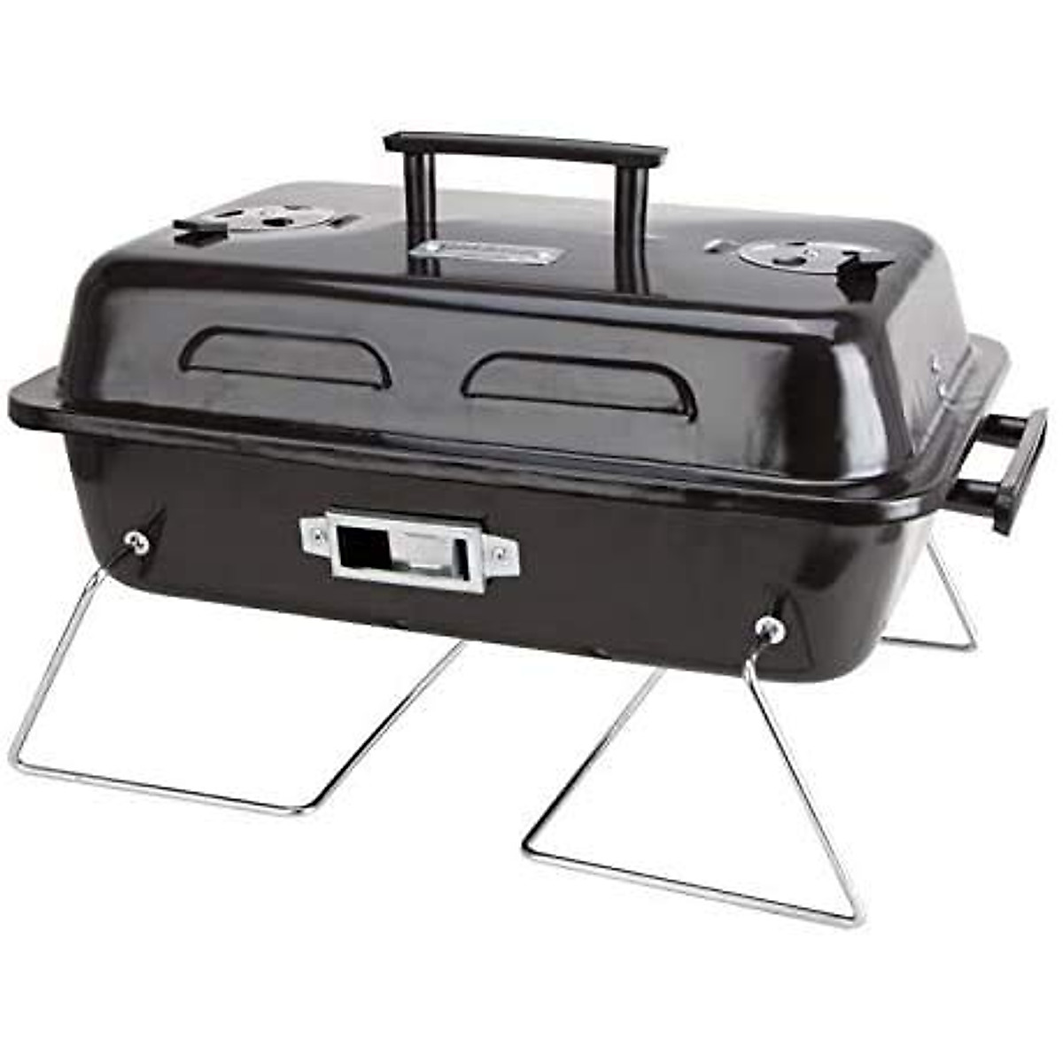Duke Grills Omaha Go Anywhere Portable Charcoal Grill with Lid - Mini Table Top Grill for Camping, Boat, Tailgate, BBQ - Sturdy Steel Design - Foldable Legs - 6 Burgers, 4 Dogs