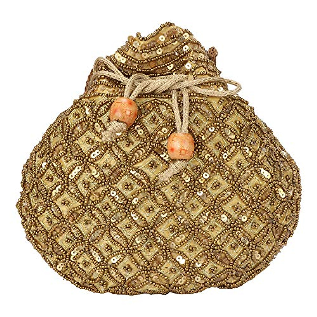Indian Sequence Potli Bag For Women, Wedding Purse/Jewelry Purse for Women (Base Color- Golden)