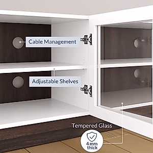 BELLEZE 70" TV Stand for TVs up to 75", Modern TV Cabinet & Entertainment Center with Shelves, Wood Storage Cabinet for Living Room or Bedroom - Brixston (White)