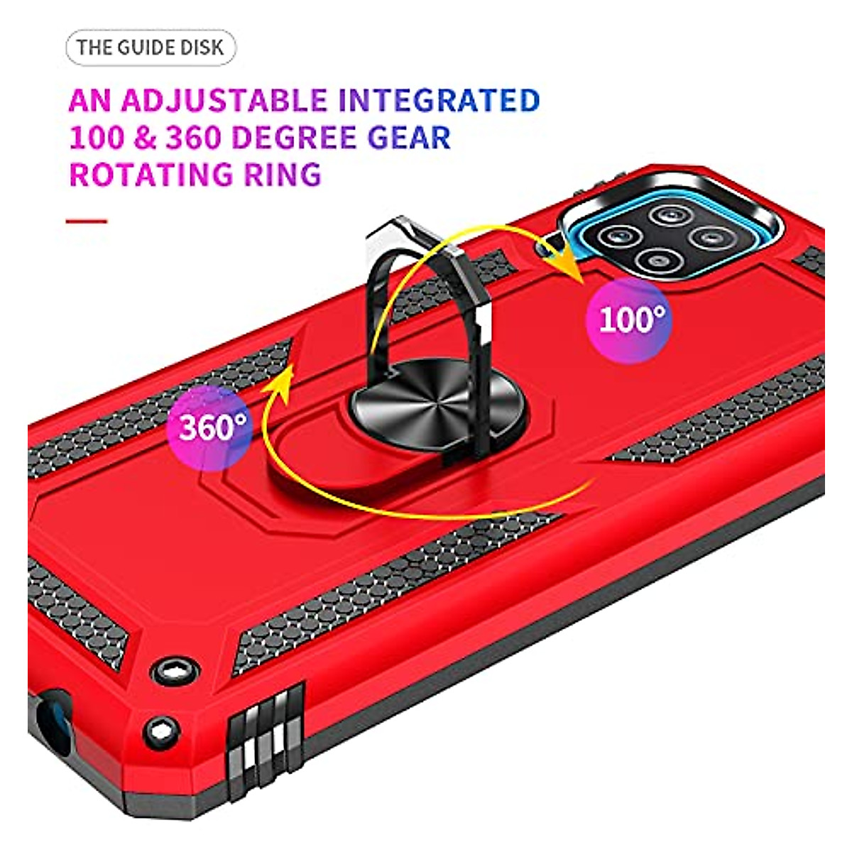 SunRemex Samsung A12 Case，Galaxy A12 Case with Tempered Glass Screen Protector，Kickstand [Military Grade] 16ft.Drop Tested Protective Cover for Samsung Galaxy A12 5G （2021）.(Red)